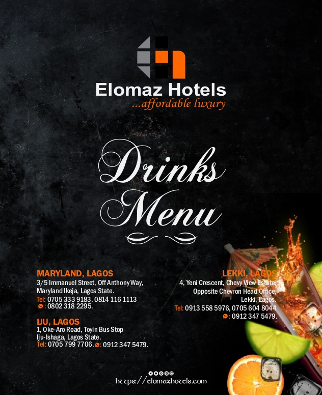 Menu – Elomaz Hotels…Affordable Luxury, Hotels in Ikeja, Cheap Hotels ...